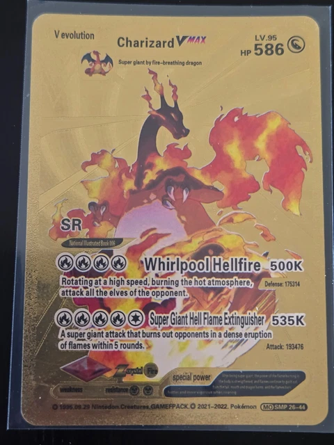 CHARIZARD VMAX SMP 26-44 gold foil fan art lv. 95 2022 £4.83 - PicClick UK