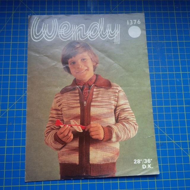 VINTAGE WENDY BOYS Zipped jacket Sweater Knitting Pattern 1376 £4.00 ...