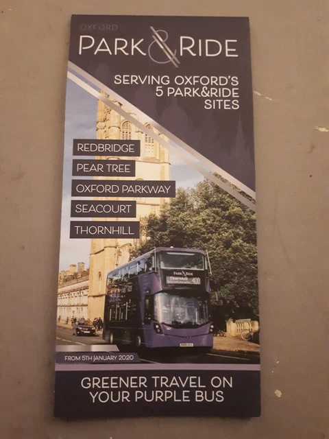 OXFORD BUS COMPANY Park & Ride route map/timetable Jan 2020 edition EUR ...
