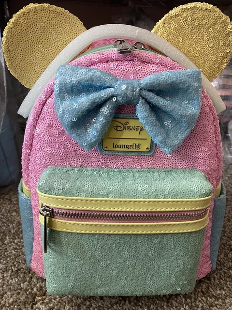 LOUNGEFLY DISNEY MINNIE Mouse Pastel Sequin Mini Backpack- LE 2800 NWT ...