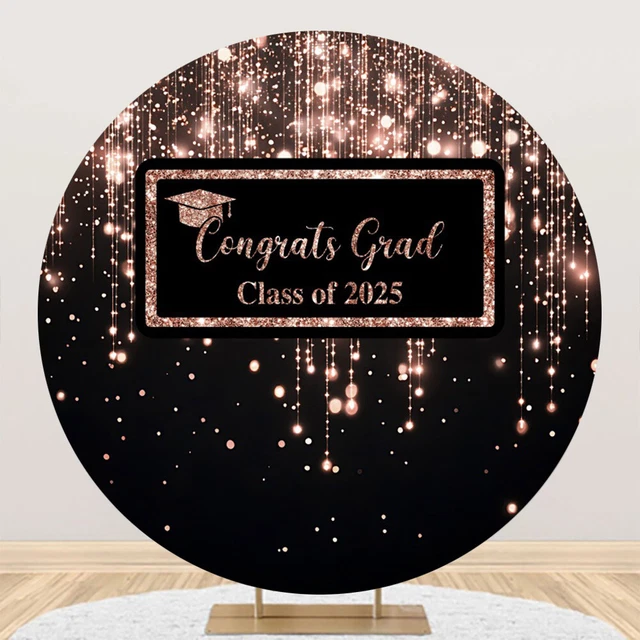ROUND ROSE GOLD Graduation Congratulations Backdrop Banner Background ...