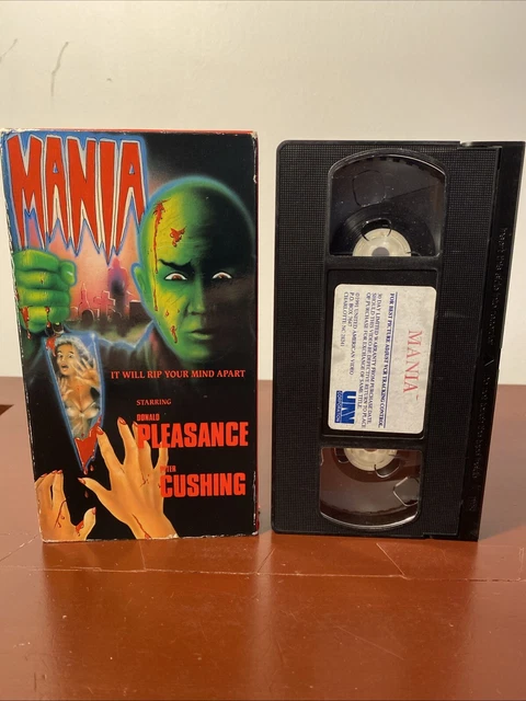 MANIA 1989 VHS Tape Movie Peter Cushing Donald Pleasance Horror Black ...