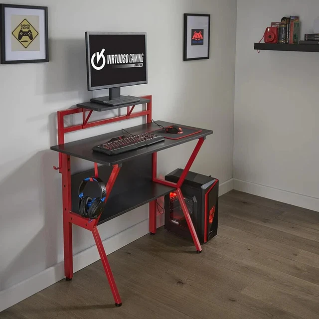 VIRTUOSO ROGUE BLACK and Red Gaming Desk £89.99 - PicClick UK