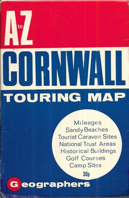 A-Z CORNWALL TOURING Map Circa 1970's £3.99 - PicClick UK