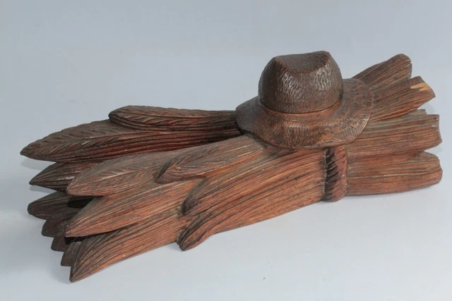 WOODEN INKWELL AND pen holder, sheaf of wheat, folk art (55745) $192.60 ...