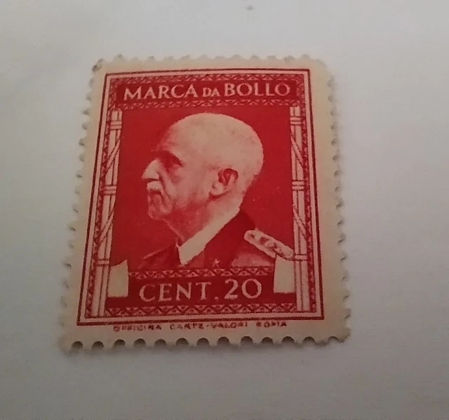 (RG01) 1939 VITTORIO Emanuele Iii Marca Da Bollo 20 Cent Senza Gomma ...