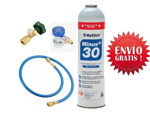 KIT RECARGA GAS MINUS 30 SUSTITUTO R134, R12, R134yf REFRIGERANTE ...