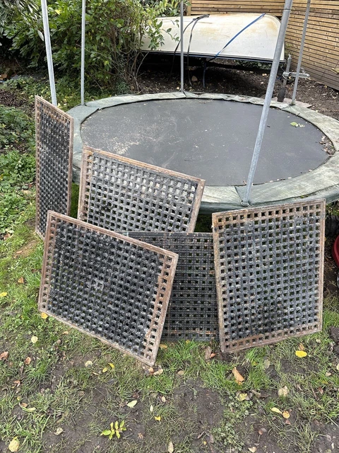 VICTORIAN CAST IRON floor grates grids grill landing fire escape stair ...