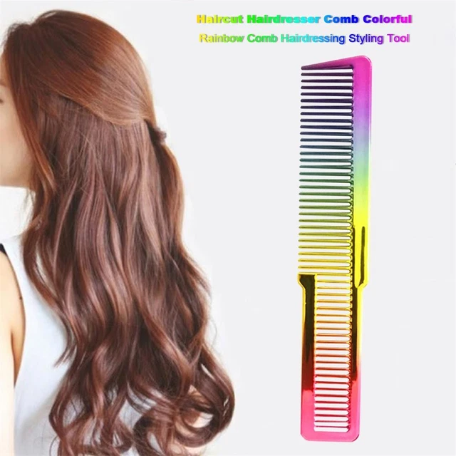BARBER COMB COLORFUL Rainbow Comb Haircut Hairdressing Comb Styling ...