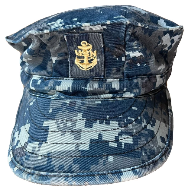 US NAVY E-7 Chief Petty Officer Cap Working Utility Blue Digital Camo ...