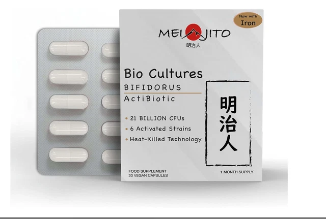 BIO CULTURES BIFIDORUS ActiBiotic by MEIJITO, Probiotic with Iron, 21 ...