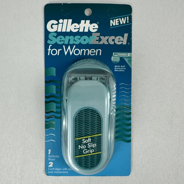 GILLETTE SENSOR EXCEL Women Handle Shaver w 2 Blade USA Made Mintage ...