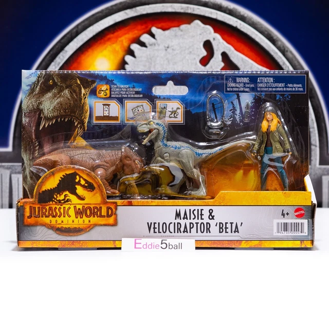 MATTEL JURASSIC WORLD Dominion Maisie, Velociraptor Beta & Lystrosaurus ...