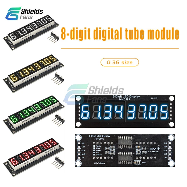 0.36 INCH 8-DIGIT LED Module Display Digital Tube Module 7-segment 5V ...