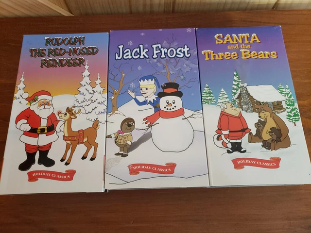 3 VINTAGE CHRISTMAS Cartoon VHS - Jack frost-Santa & 3 bears-Rudolph ...