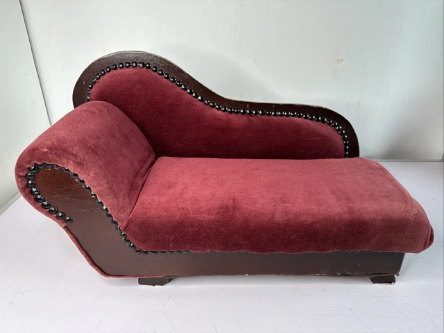 VINTAGE ANTIQUE SALESMAN Sample Miniature Doll Size Chaise Lounge ...