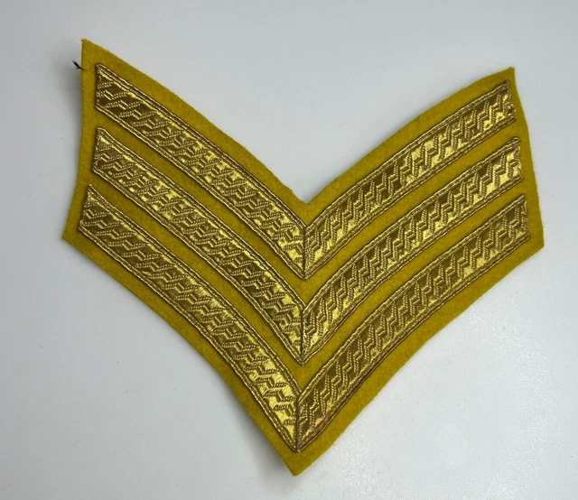 BRITISH ARMY Sergeant Rank Badge patch Gold On yellow 140 x 65 mm £10. ...