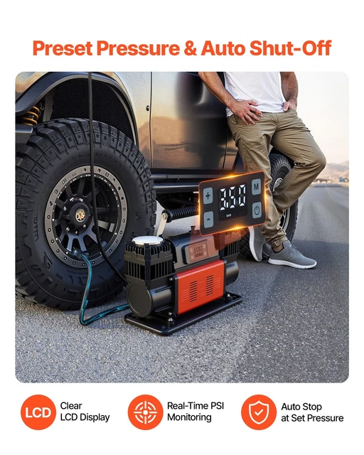 VEVOR DUAL-CYLINDER HEAVY Duty Air Compressor, 10.6CFM Auto-Stop ...