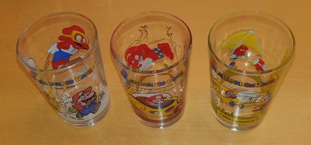 RARE 3X 1993 official Nintendo Super Mario World SNES glasses mug cup ...