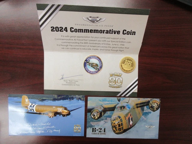 80-YEAR WWII D-DAY 2024 Commemorative (2) Coins (Honored Members ...
