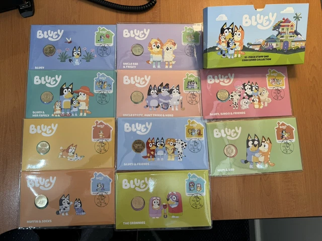 2024 BLUEY POSTAL Numismatic Cover Collection PNC 10 Coin Carded Set IN ...