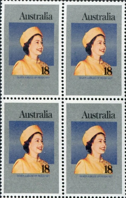 1977 AUSTRALIAN MNH Queen Elizabeth Block 4x Silver Jubilee ...