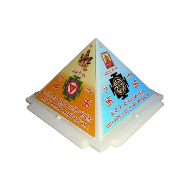 PLASTIC PYRAMID YANRA Combination of four magical yantra 4 inch tall ...