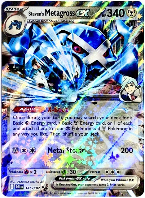 STEVENS METAGROSS EX 145/182 Double Rare Pokemon Card TCG 2025 Destined ...