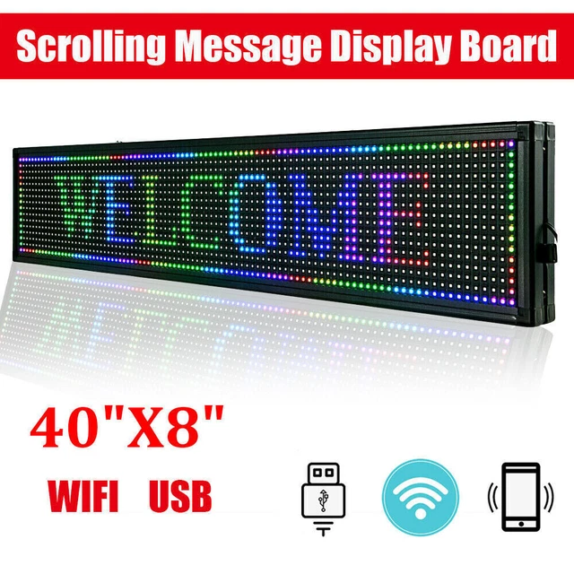 40&X8& LED SIGN Scrolling Message Display Board RGB 7-Color ...
