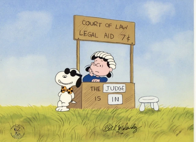 PEANUTS CEL CHARLIE Brown Snoopy Légal Beagle Vs Juge Lucy Signé Billet ...