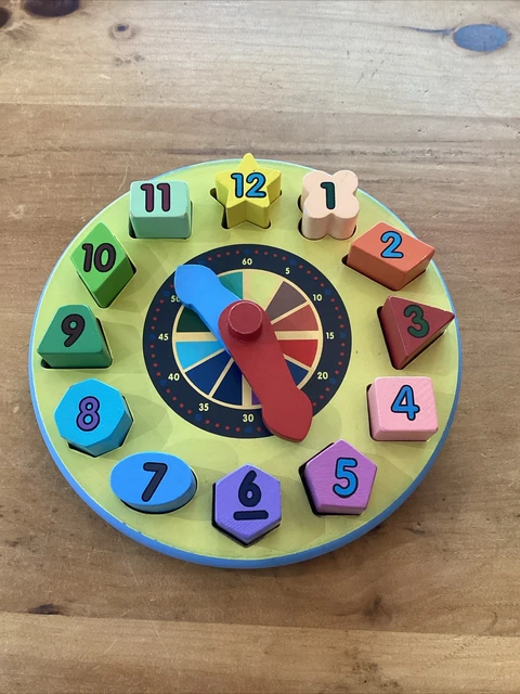 MELISSA AND DOUG Wooden Shape Sorting Number Clock With Hour & Minute ...
