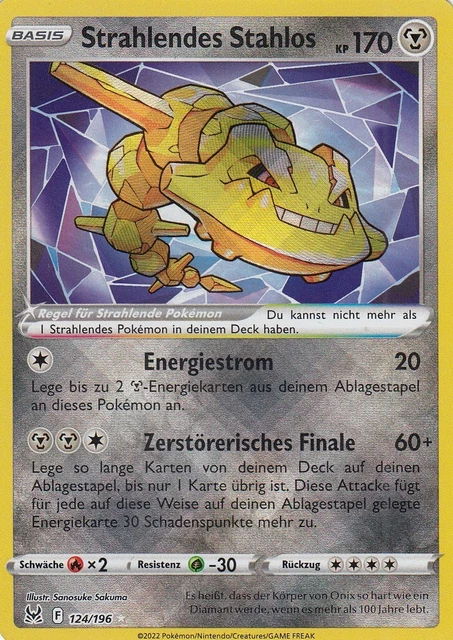 STRAHLENDES STAHLOS 124/196 Verlorener Ursprung Pokemon Karte Deutsch ...