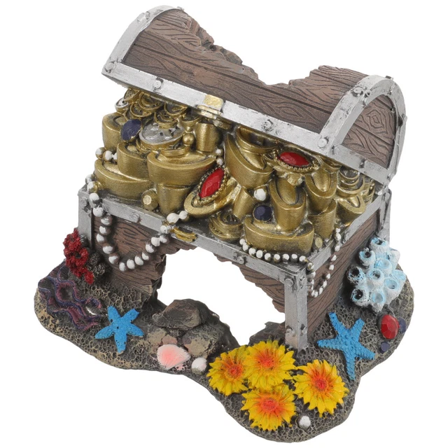 AQUARIUM TREASURE BOX Fish Tank Hide Castle Underwater Decor-CY £18.75 ...