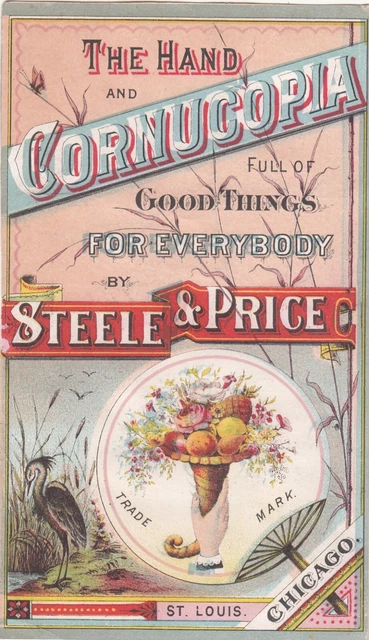 STEELE & PRICE Cornucopia St Louis Chicago G A Mariner Vict Card c1880s ...