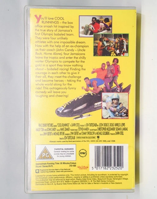 COOL RUNNINGS DISNEY VHS Video Tape Comedy Olympics Hans Zimmer Sports ...