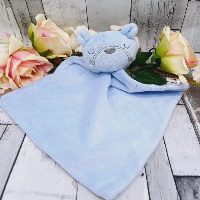 🧸 GEORGE ASDA Blue Sleeping Teddy Bear Comforter Doudou Blankie Soft ...