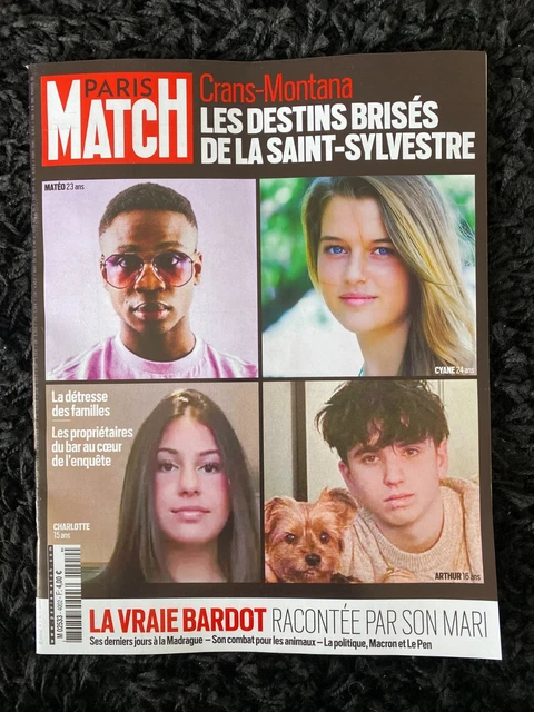 PARIS MATCH N°4002 - DESTINS BRISÉS / BRIGITTE BARDOT - (8 janvier 2026 ...