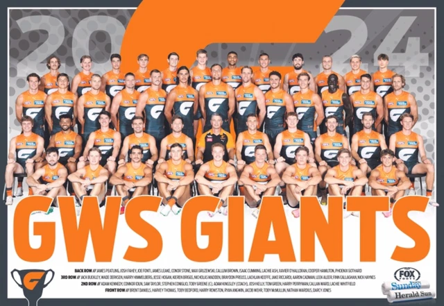 LAMINATED 2024 GWS giants afl football team poster, BIG 420mmx300mm 9 ...