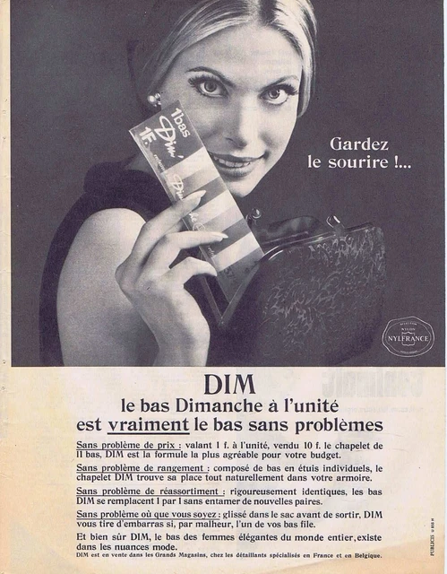 PUBLICITE ADVERTISING 1965 035 DIM le bas dimanche à l'unité 1 EUR 3,50 ...