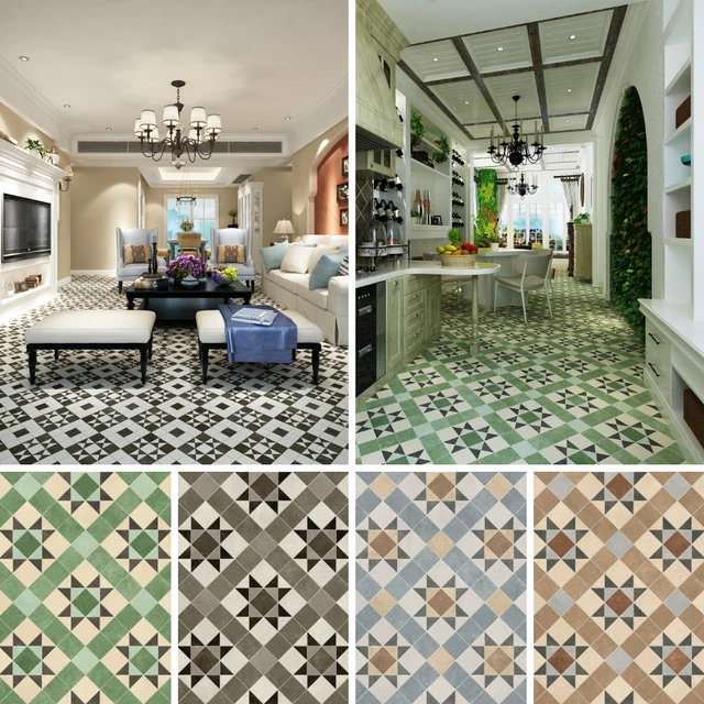 VINYL FLOORING KITCHEN Lino Roll Victorian Patterned Tile Effect ...