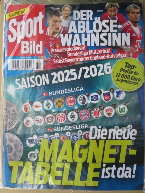 SPORT BILD MAGNETTABELLE Fußball Bundesliga Saison 2025/2026, 25/26 ...