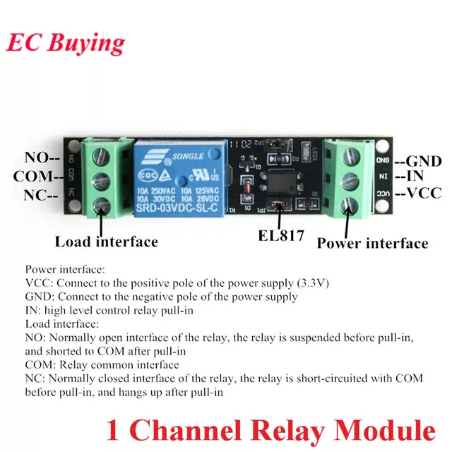 1 CHANNEL DC 3V Relay Module Optocoupler Single Relay Isolated Control ...