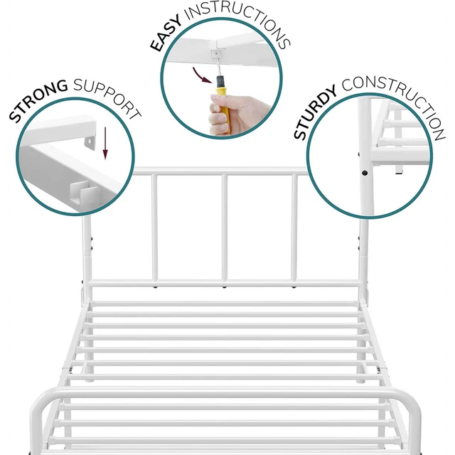 EXTRA STRONG SINGLE Metal Bed Frame with Rounded Head and Foot Board In ...