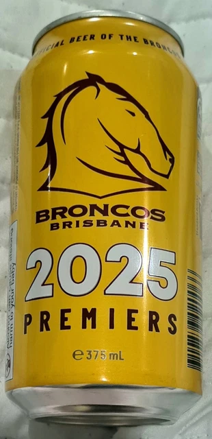 2025 BRISBANE BRONCOS Premiers Xxxx Beer Can 375Ml Nrl Rugby League $15 ...