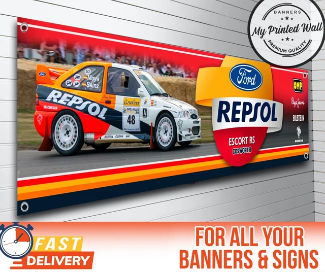 FORD ESCORT RS Cosworth Repsol WRC Garage workshop Banner large £29.00 ...