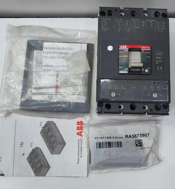 ABB MCCB 3P 200A, XT4S 250 TMA 200-2000 3p F F, V#39B EUR 686,64 - PicClick FR