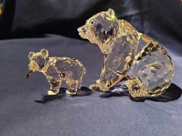 SWAROVSKI CRYSTAL ANIMALS Bear and small Bear with silver fish £57.13 ...