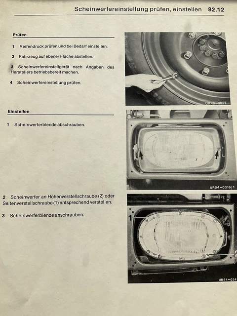 UNIMOG WERKSTATTHANDBUCH SCHEINWERFEREINSTELLUNGEN, Original EUR 4,99 ...