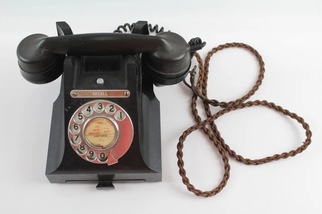 VINTAGE BAKELITE BLACK Rotary Telephone w/ Braided Cable SOLD AS ...