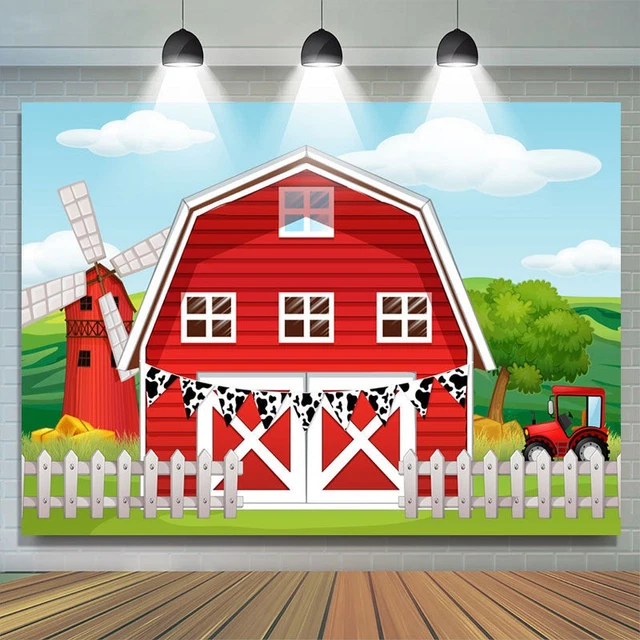RED WINDMILL FARM Birthday Party Backdrop For Kids $36.09 - PicClick AU